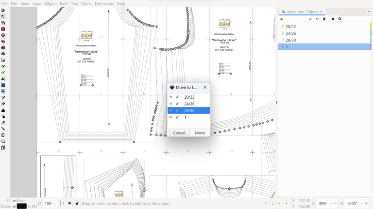 Create pattern size layers with Inkscape - sashasewist.info