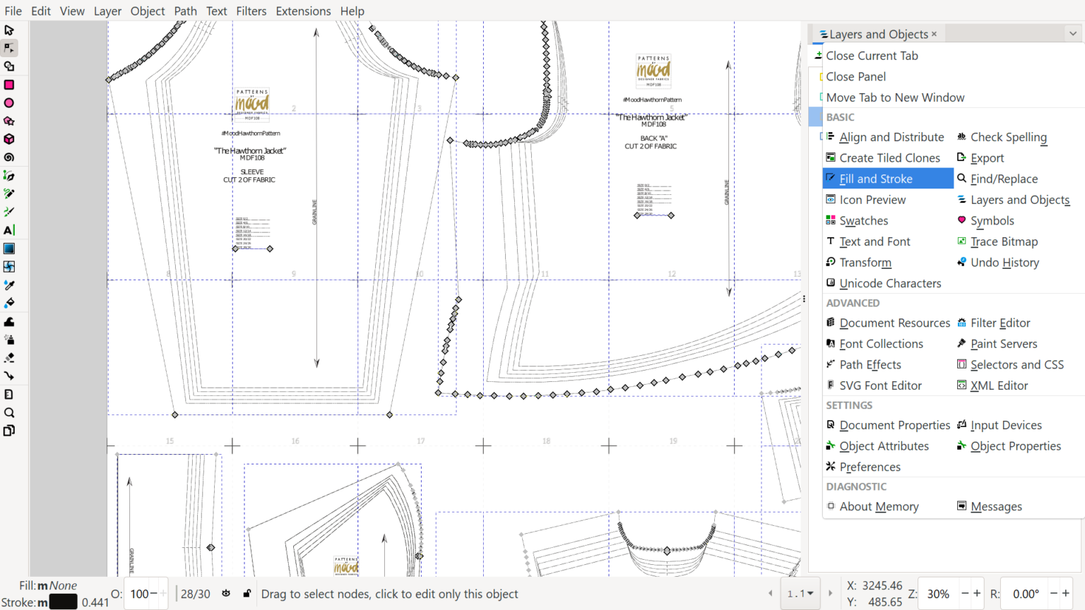 Create pattern size layers with Inkscape - sashasewist.info